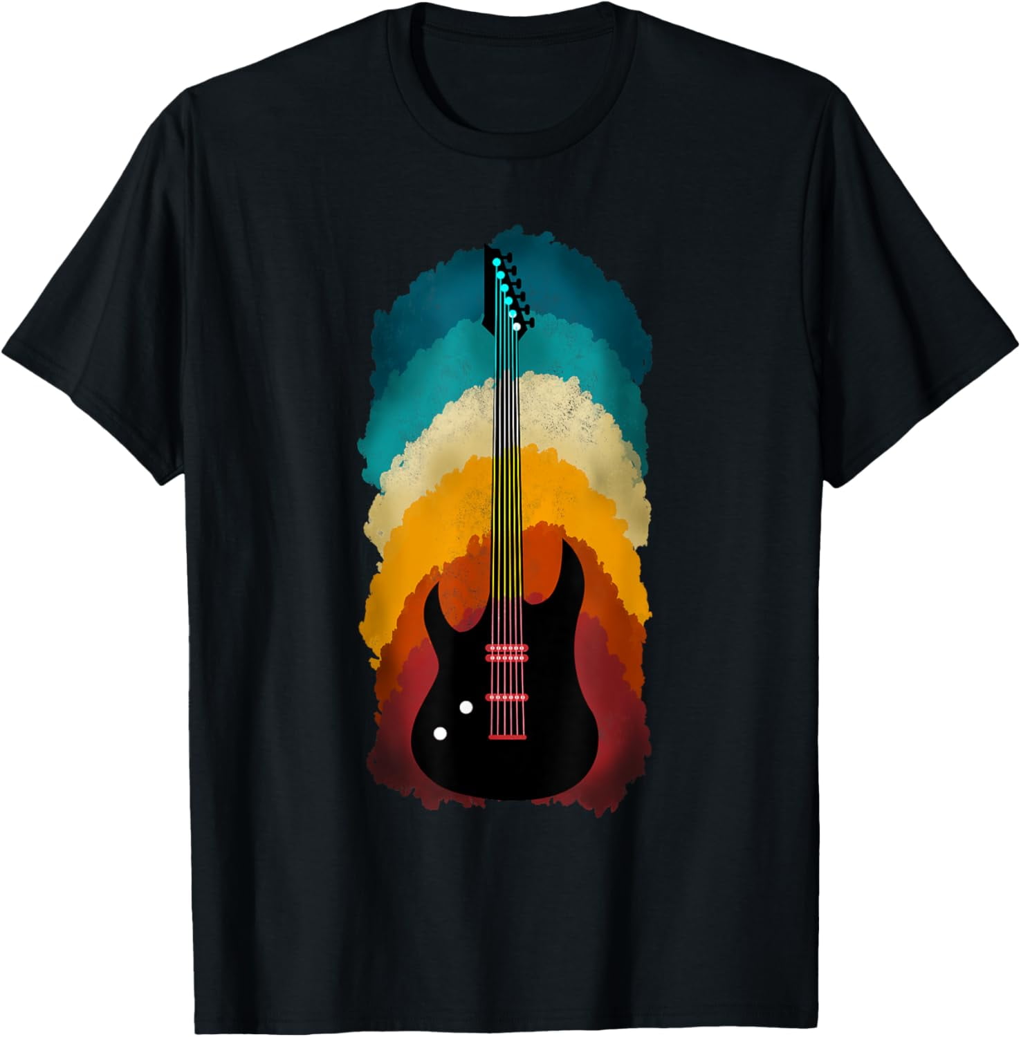 Distressed Vintage Style Guitars Musicians, Music Retro T-Shirt ...