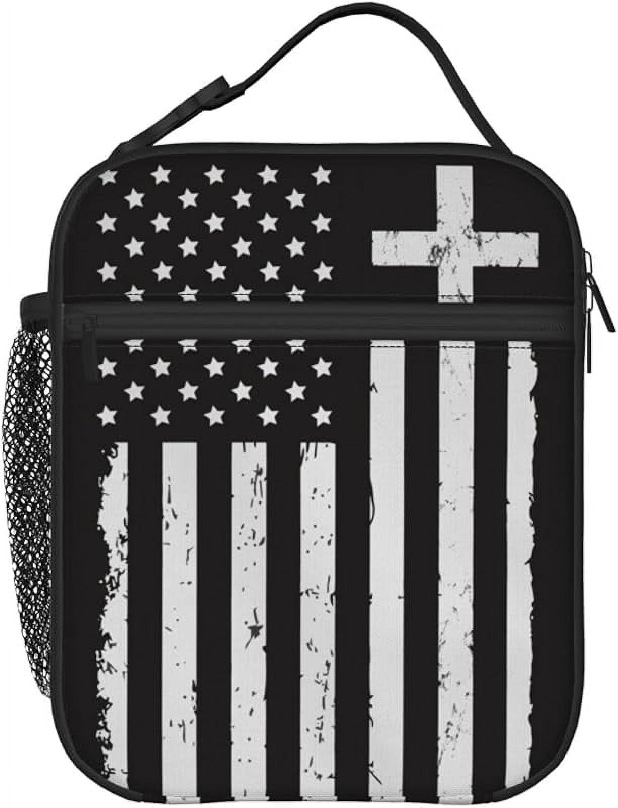 Distressed White American Flag Lunch Box - Insulated Lunch Bags for ...