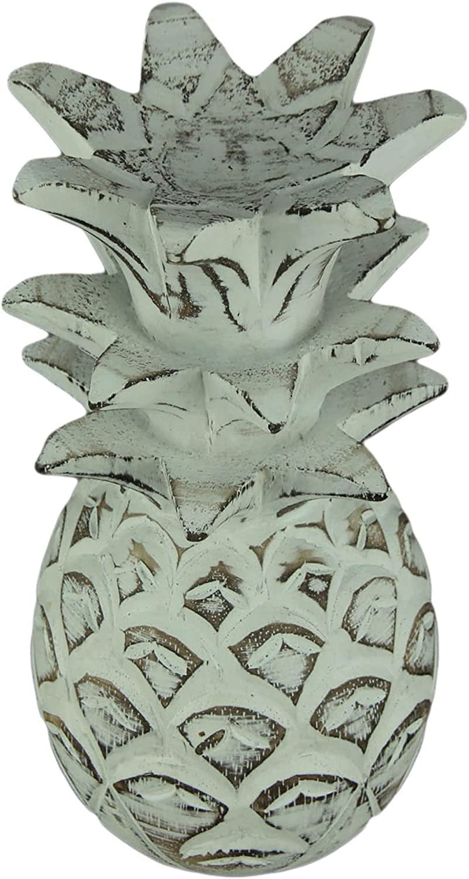 Distressed White Carved Wood Tropical Pineapple Statue - Walmart.com