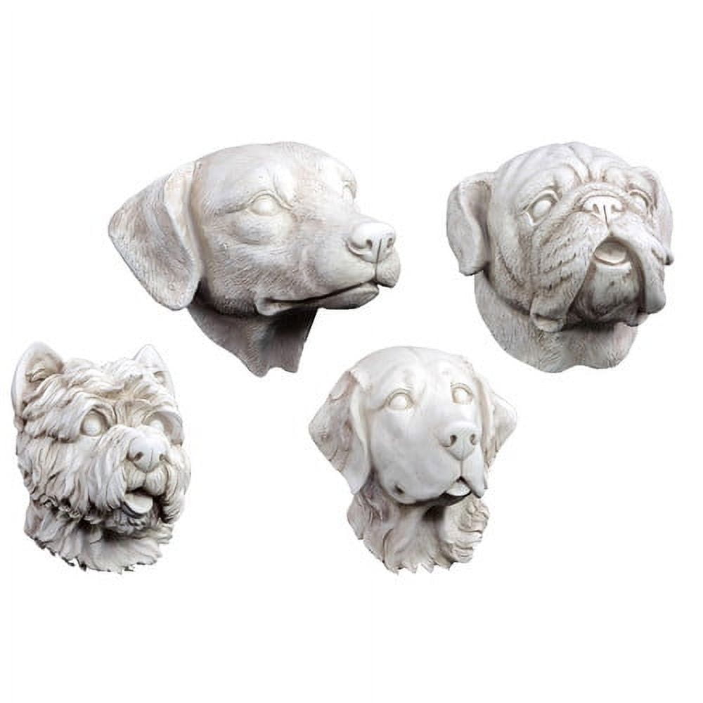 Distressed White Distressed White Fiberstone Dog Head Wall Decor (Set ...
