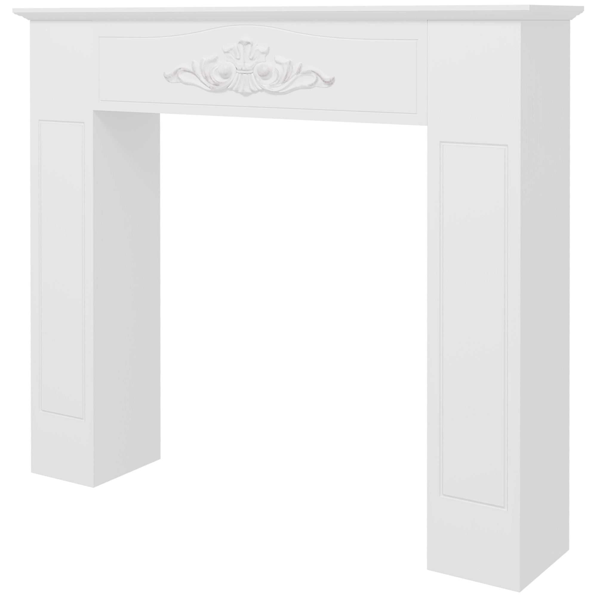 Distressed White Fir Wood Fireplace Mantel, 44.75" Wide Freestanding ...