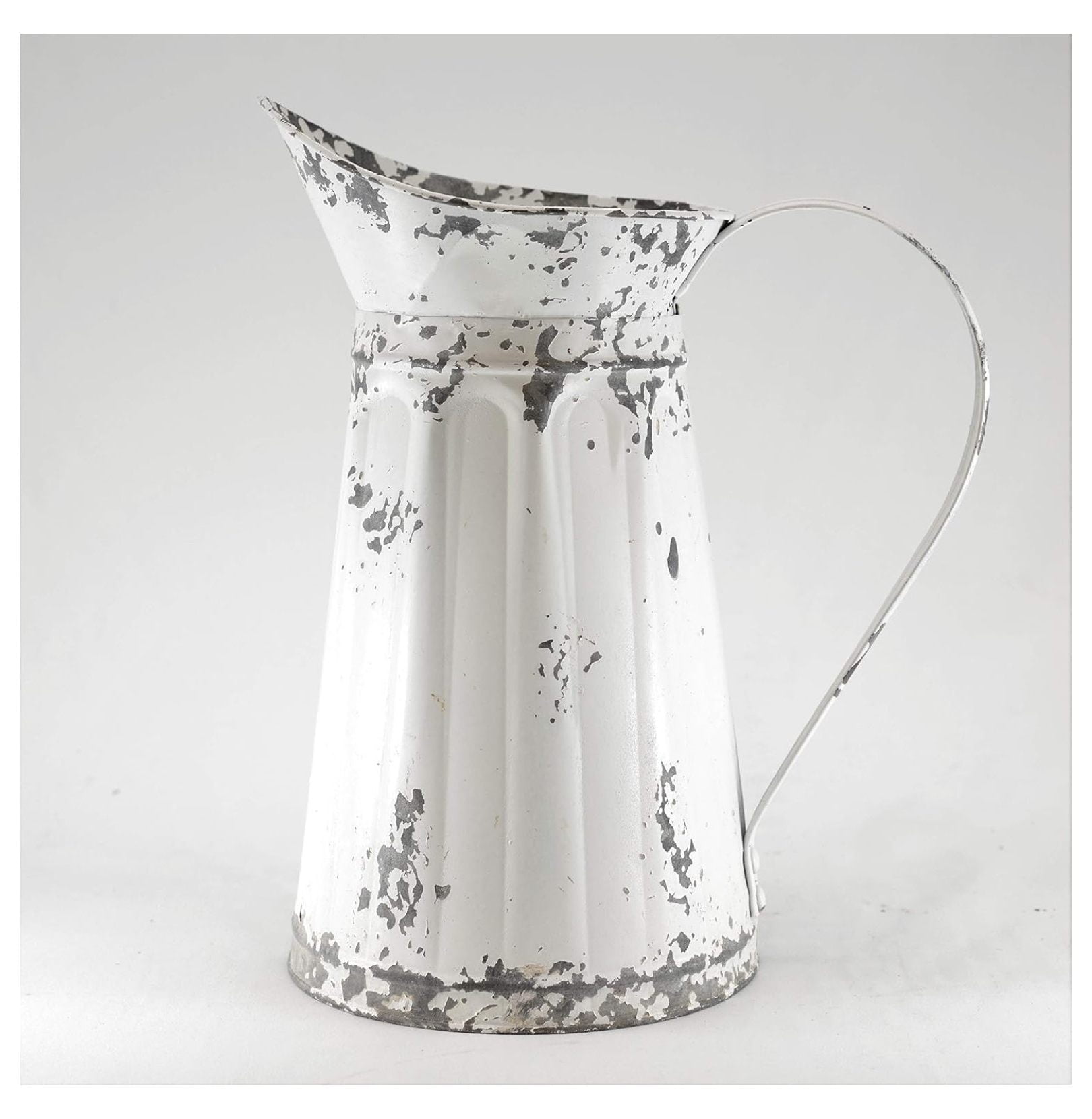 Distressed White Pitcher for Outdoor or Indoor Plants with Handle - 11 ...