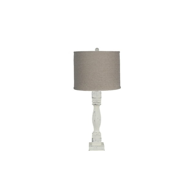 Distressed White Table Lamp with Neutral Fabric Shade - Walmart.com