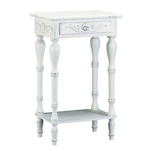 Distressed White Wood Telephone Table with Drawer and Shelf - Walmart.com
