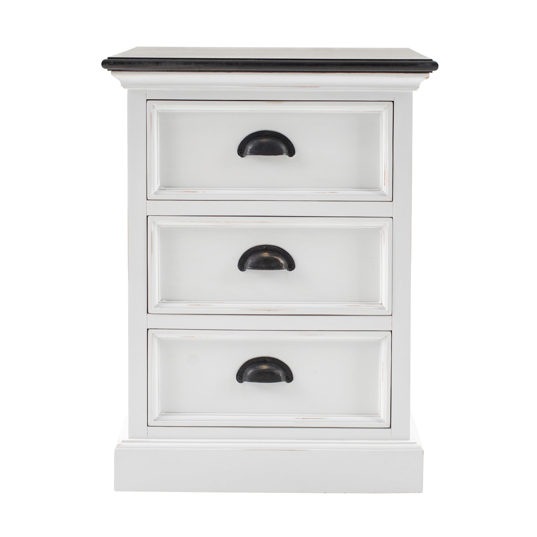 Distressed White and Deep Brown Three Drawer Nightstand - Walmart.com