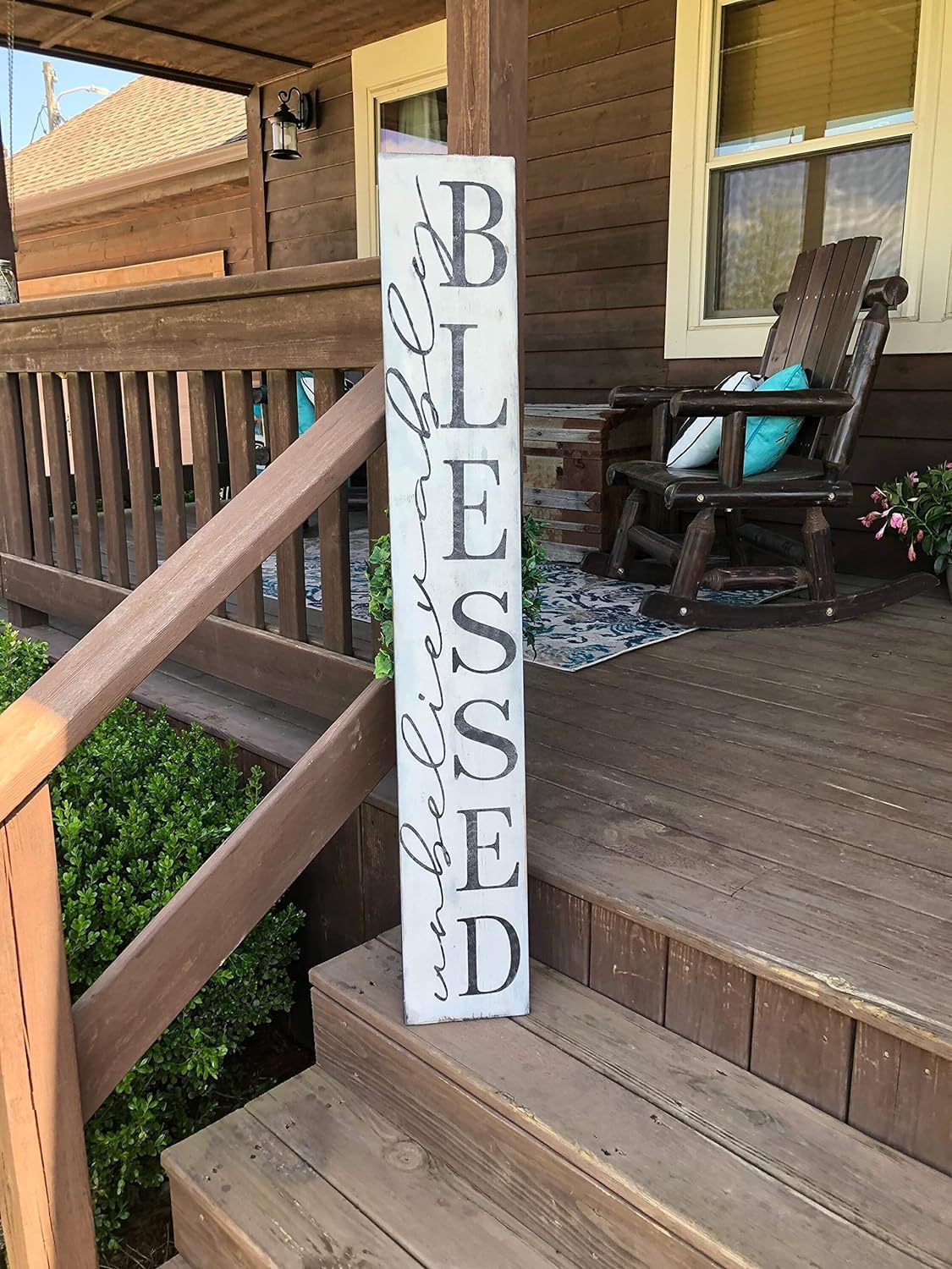 Distressed unbelievably Blessed Vertical Sign Blessed Sign Farmhouse ...
