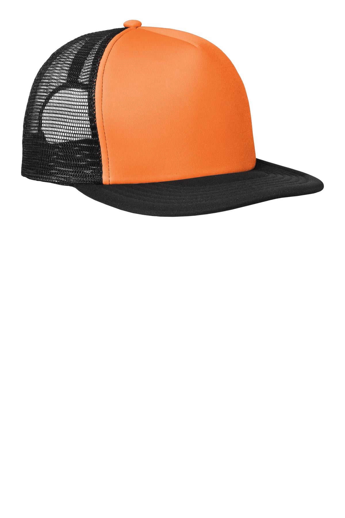 District Adult Unisex Regular Plain/Mesh Cap Neon Orange One Size Fits ...