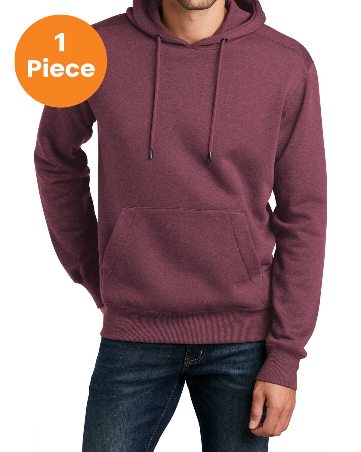District DT1101 Perfect Weight Fleece Hoodie, Heathered Loganberry, 2XL ...