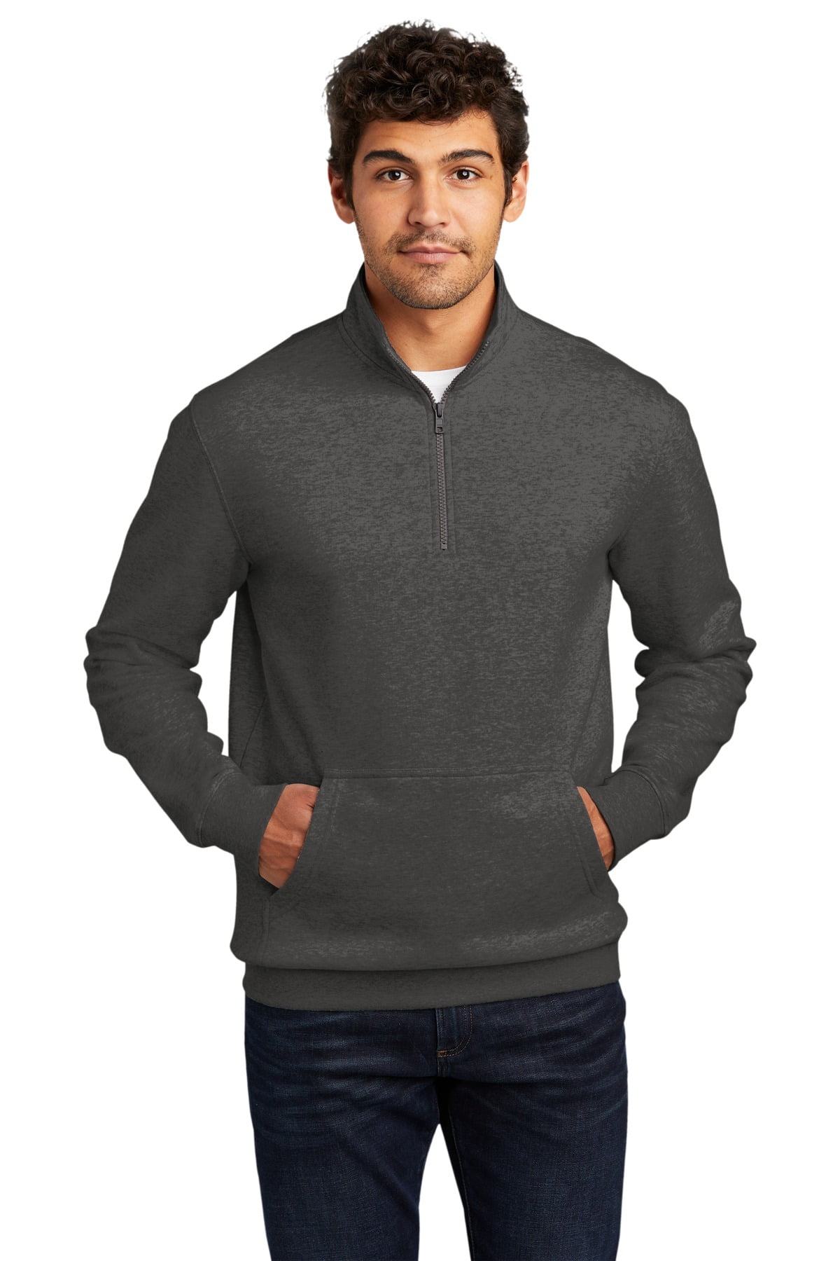 District DT6106 V.I.T. Fleece 1/4-Zip Pullover, Heathered Charcoal, 2XL ...