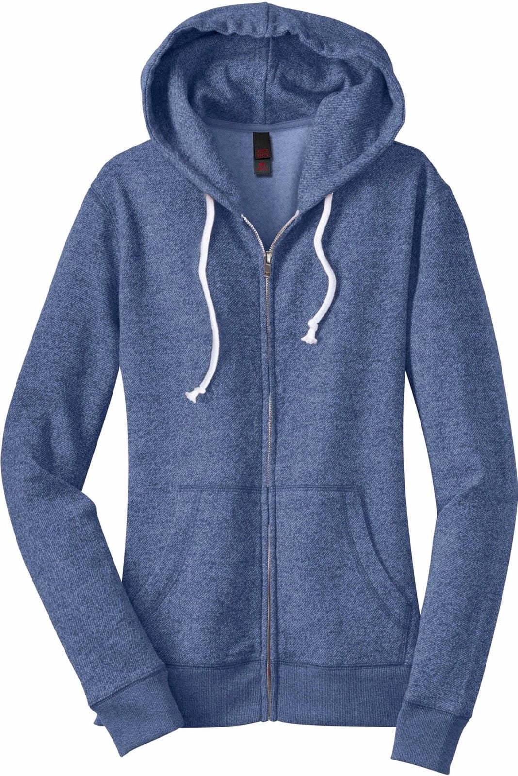 District Juniors Marled Fleece Full Zip Hoodie DT292 X-Small-Blue ...