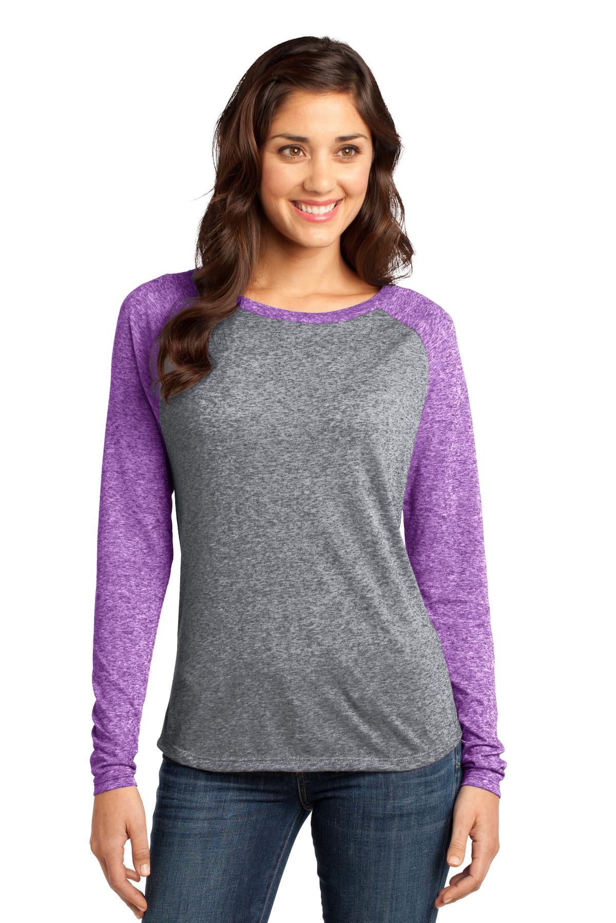 District Juniors Microburn Long Sleeve Raglan Tee-S (Purple Orchid ...