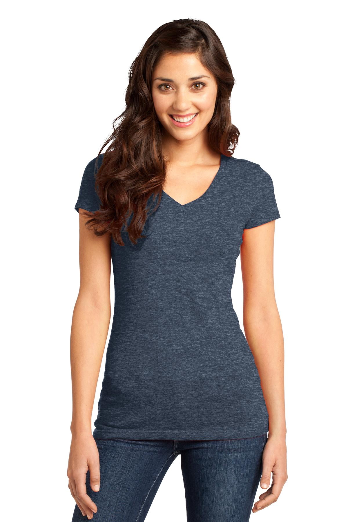 District Juniors Very Important Tee V Neck-XS (Heathered Navy ...