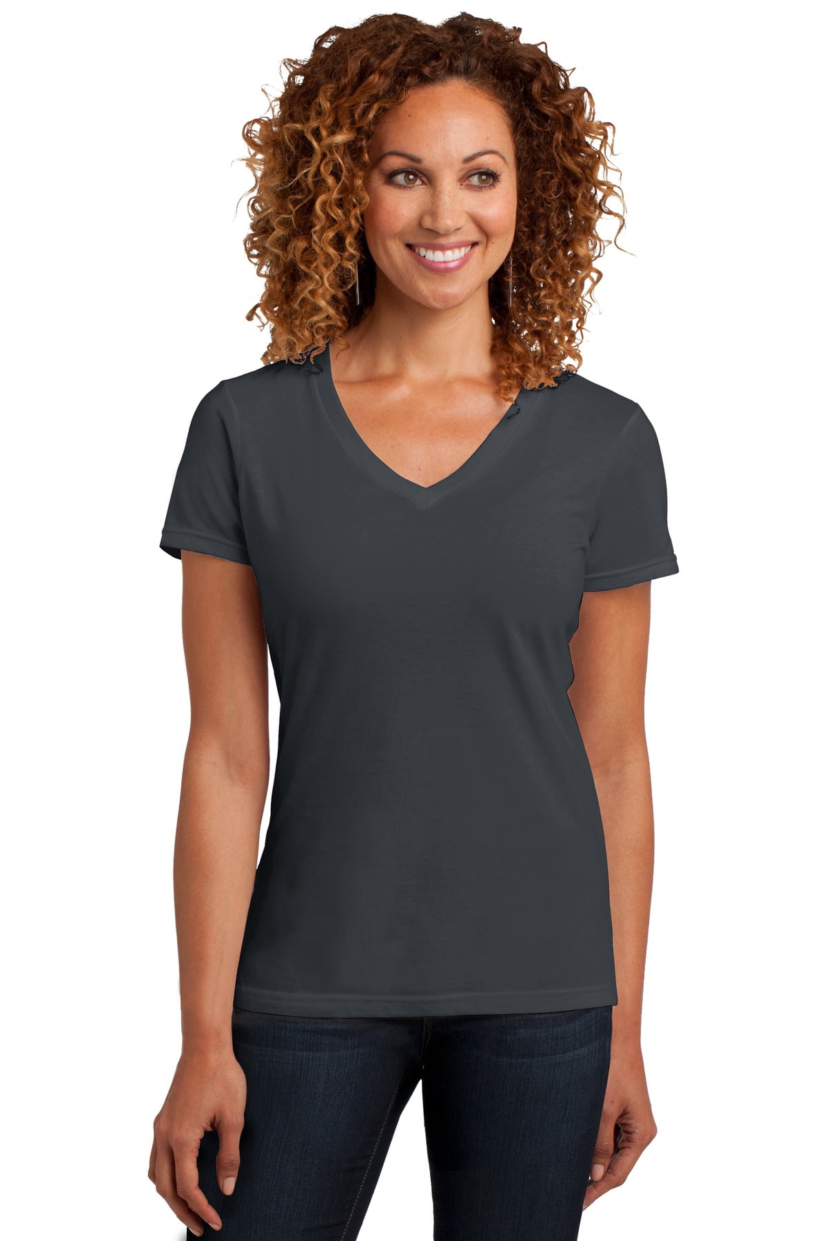 District Made DM1190L Tee Shirt Women's Perfect Blend V-Neck Tee ...