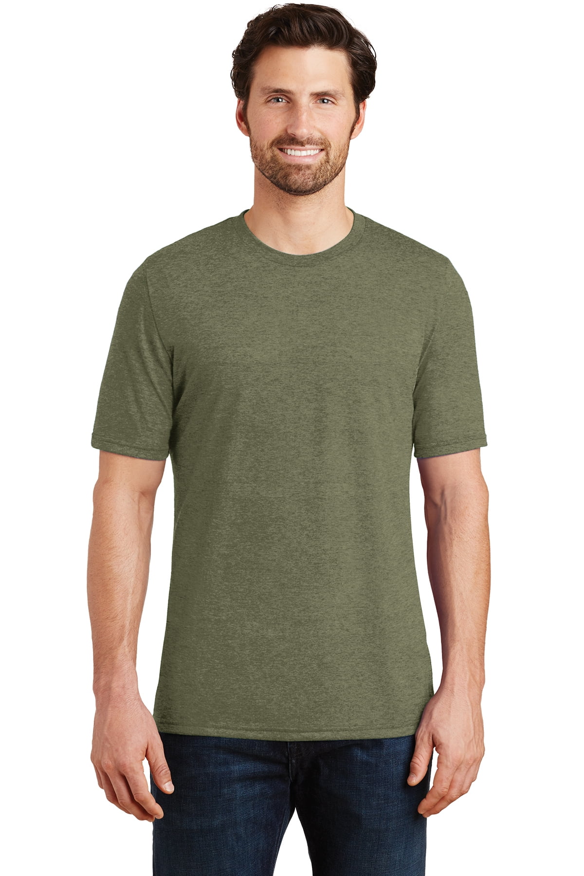 District Made Men's Perfect Tri Crew Tee DM130, Military Green Frost, X ...