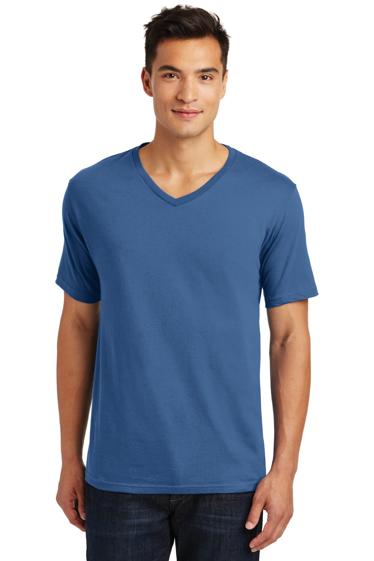 District Made Mens Perfect Weight V Neck Tee-M (Maritime Blue ...