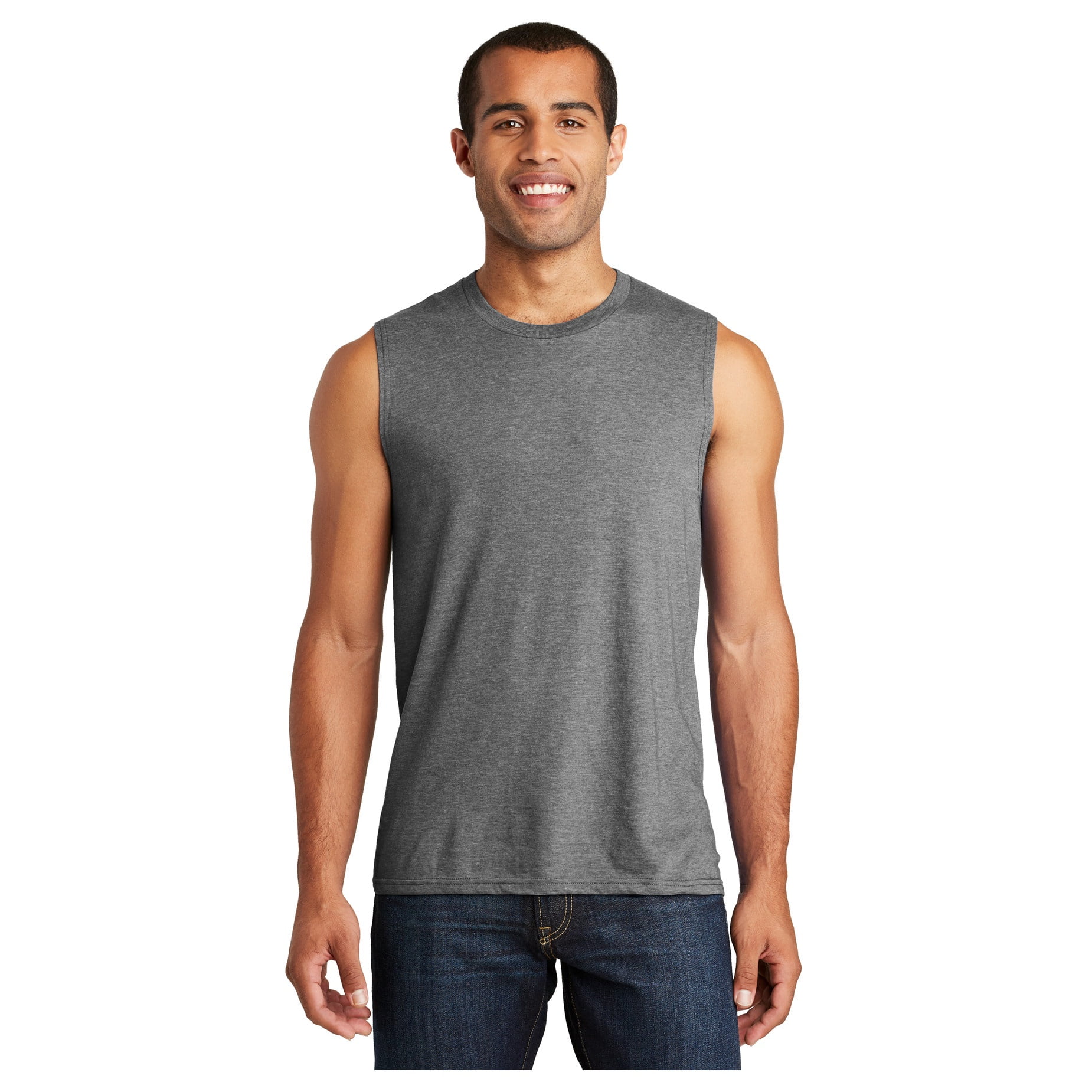 District Men's V.I.T. Sleeveless Muscle Tank Top Grey Frost Large ...