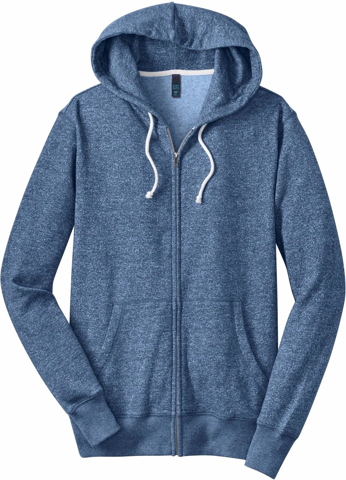 District Young Men's Marled Fleece Full Zip Hoodie DT192 X-Small-Blue ...