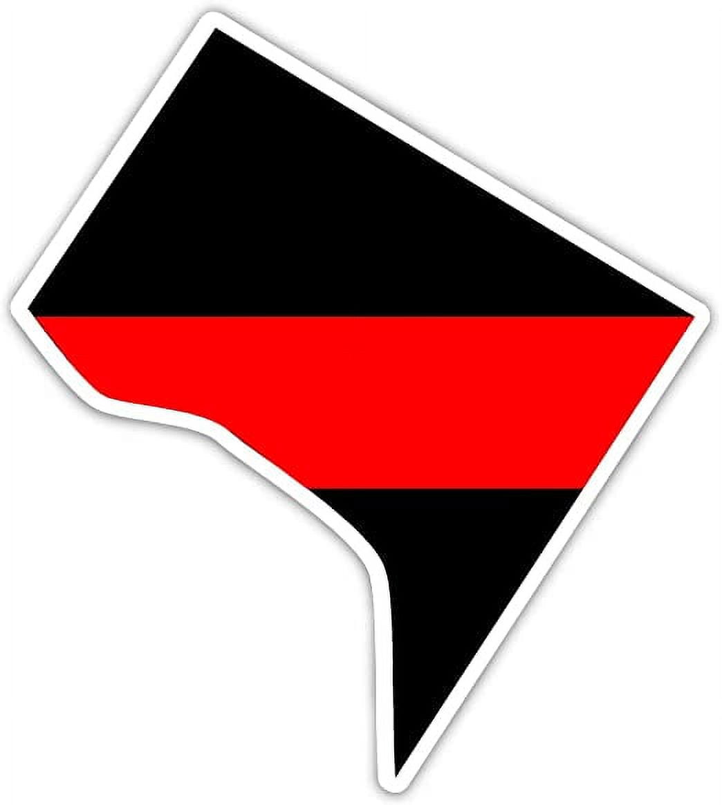 District of Columbia Shape Fireman Red Line Ribbon Sticker Decal 4x5 ...