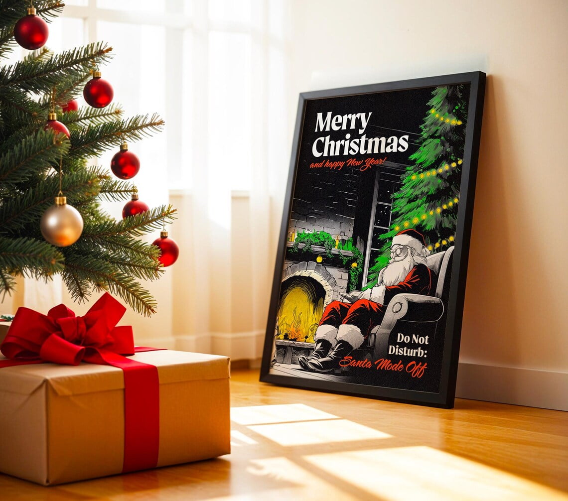 Do Not Disturb, Santa Mode Off, Winter Print, Cozy Fireplace Art Print ...