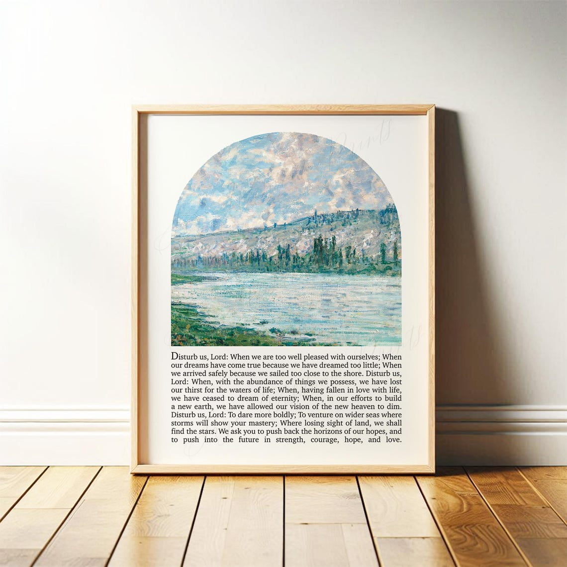 Disturb Us, Lord Prayer, Mid Century Christian Wall Art, Serene Arched ...