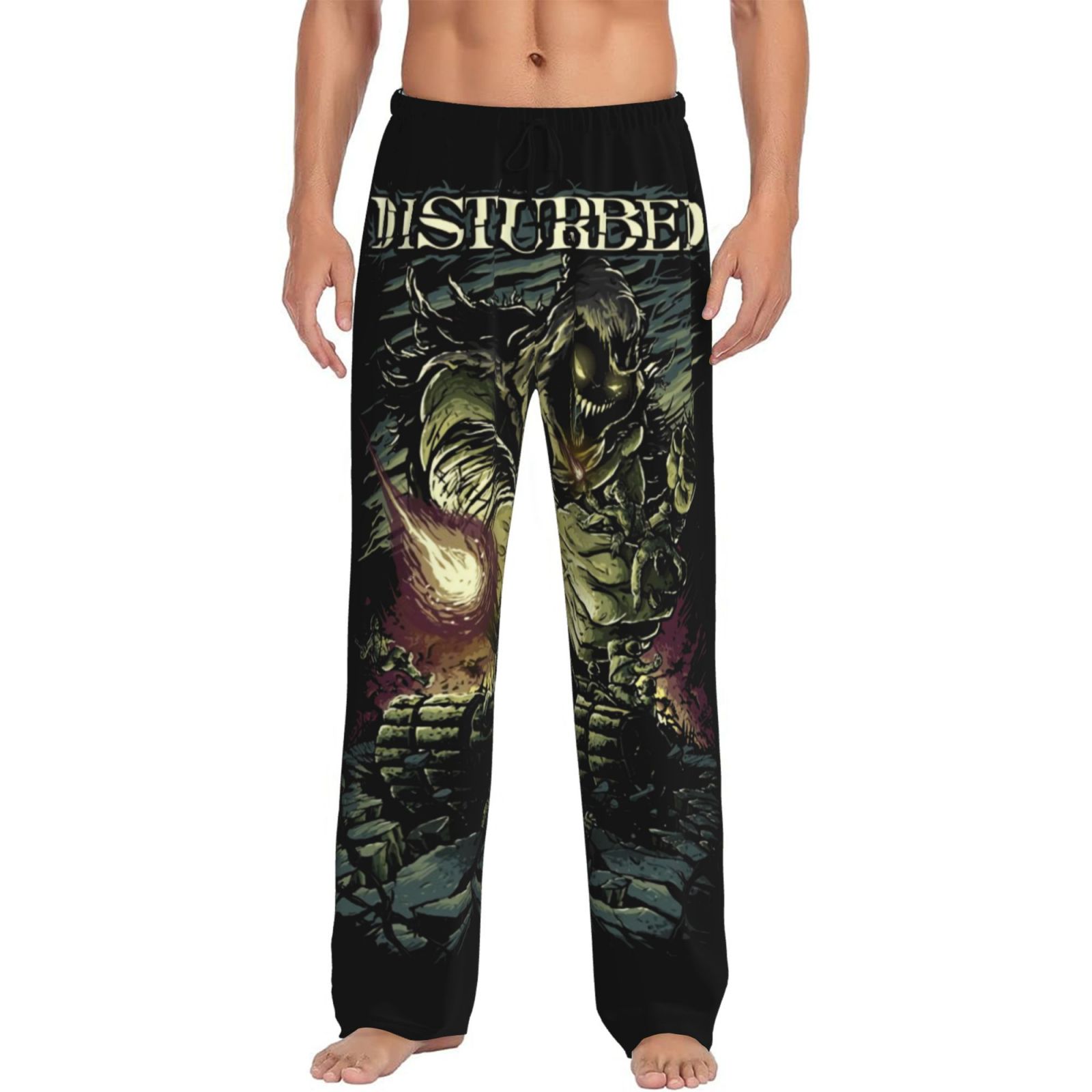Disturbed Anime Cartoon All-Over Print Men'S Black Pajama Pants ...