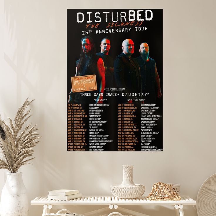Disturbed The Sickness 25th Anniversary Tour 2025 Poster Size 24''x36 ...