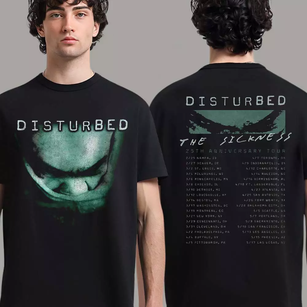 Disturbed The Sickness 25th Anniversary Tour Album Cover Art Shirt ...