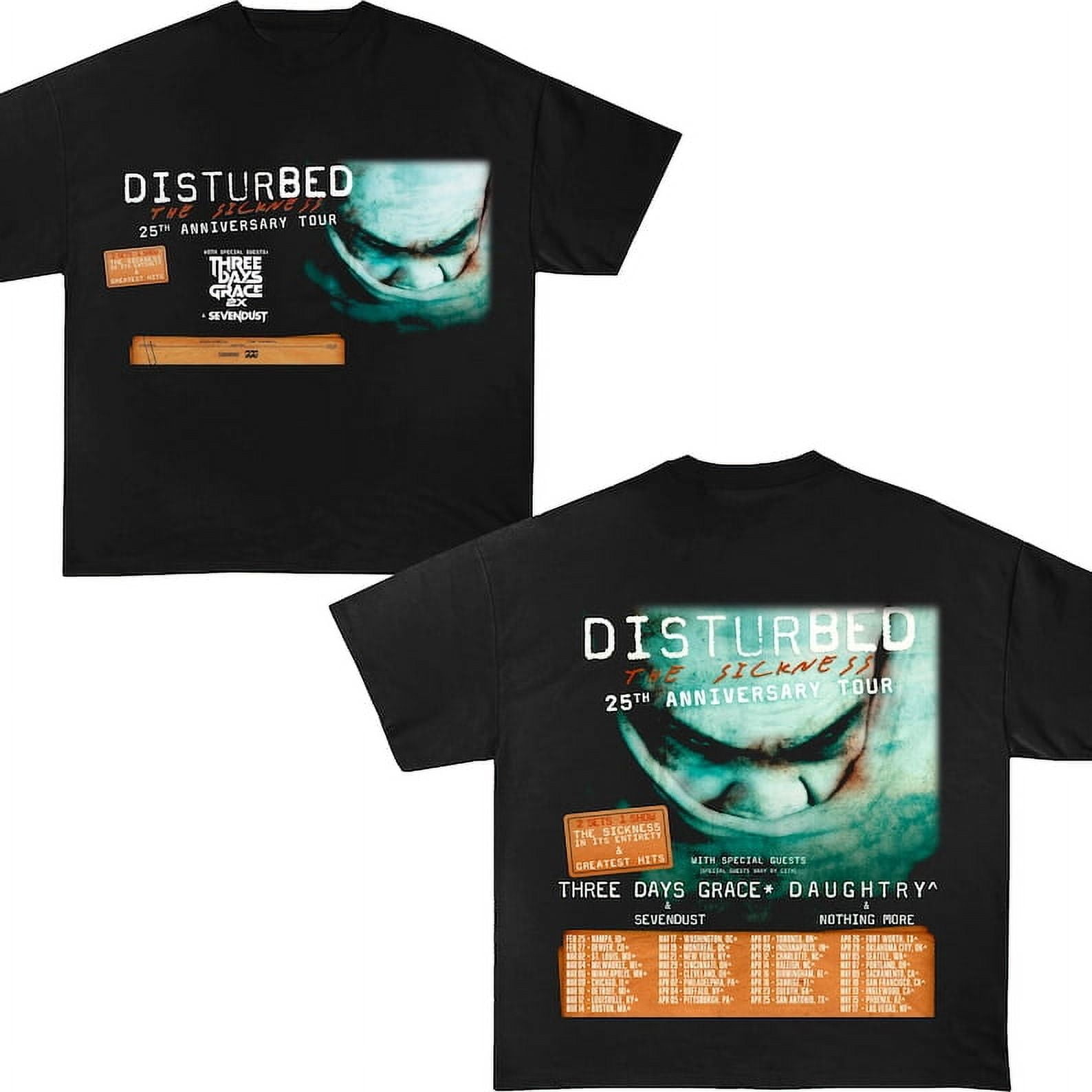 Disturbed The Sickness 25th Anniversary Tour Date 2025 Merch, The ...