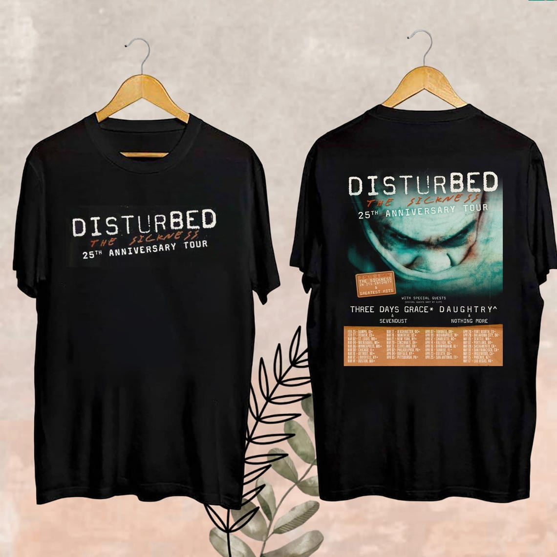 Disturbed The Sickness 25th Anniversary Tour Date 2025 T-shirt ...