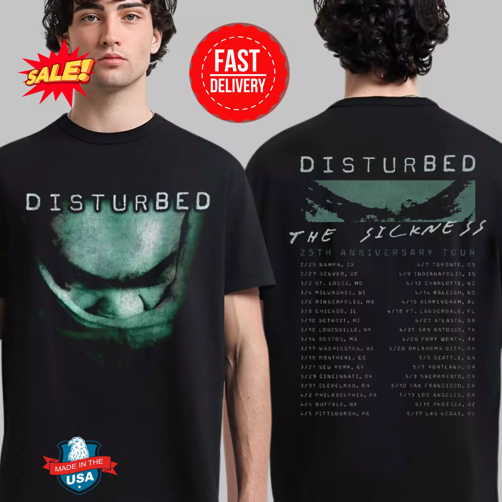 Disturbed The Sickness Album Tour 25th Anniversary Tour Two Sides T ...