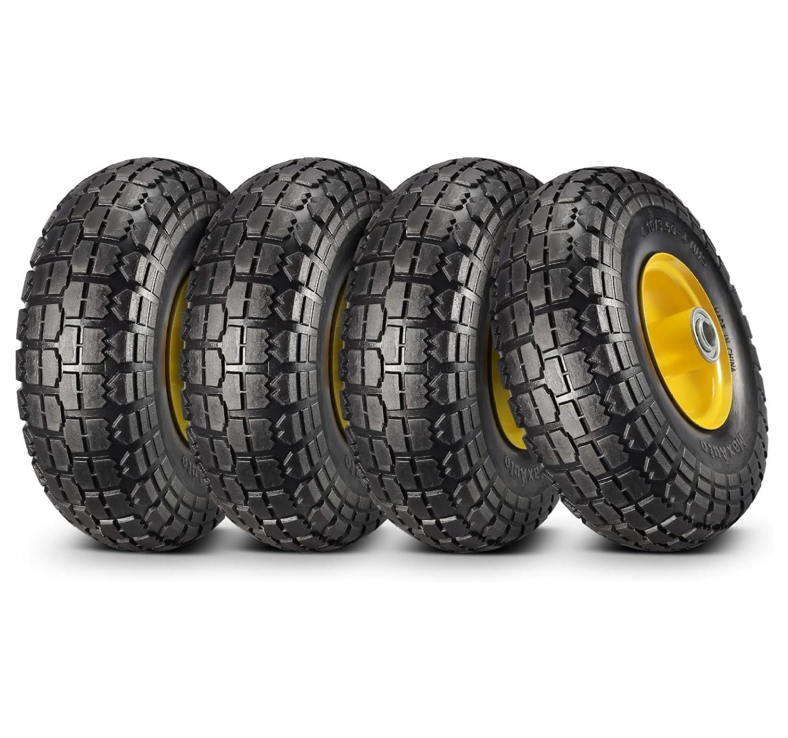 Ditangy 10" Flat Tires Solid Rubber Tyre Wheels 4.10/3.50-4 Air Less ...