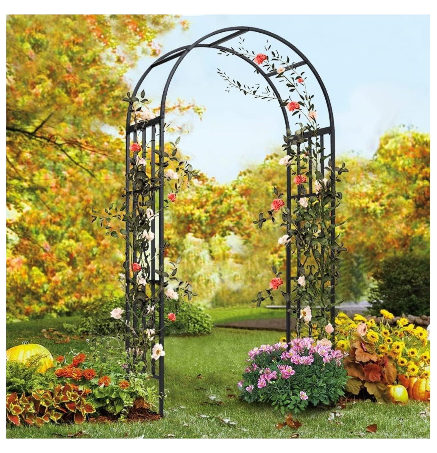 Ditangy 7ft Extra Large Garden Arch Trellis - Metal Black Garden Arbor ...