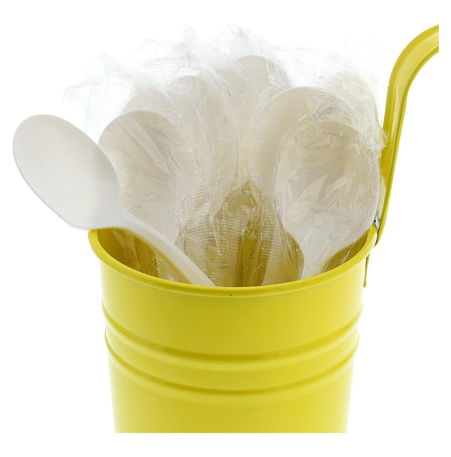 Ditangy Medium Weight Individually Wrapped Disposable White Soup Spoons ...