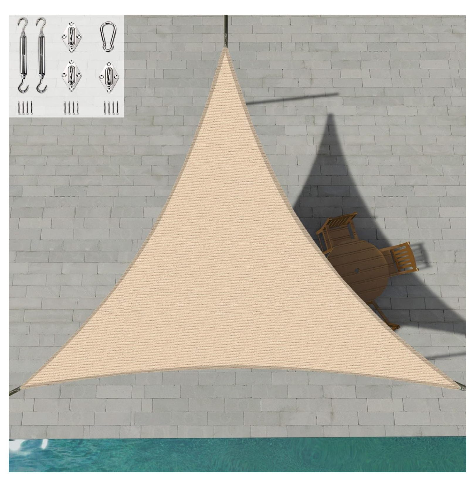 Ditangy Paradise 18' x 18' x 18' Sand Sun Shade Sail Triangle Canopy ...