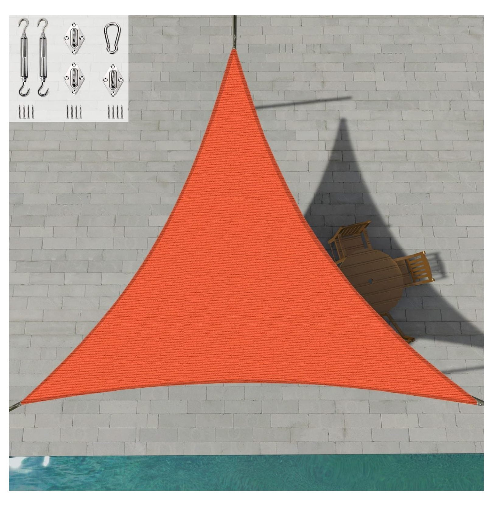 Ditangy Paradise 9' x 9' x 9' Orange Sun Shade Sail Triangle Canopy ...