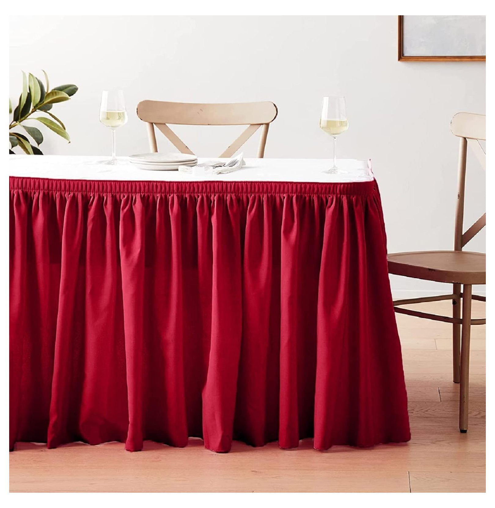 Ditangy Polyester Poplin Table Skirt for Rectangle Tables, Pleat Fabric ...