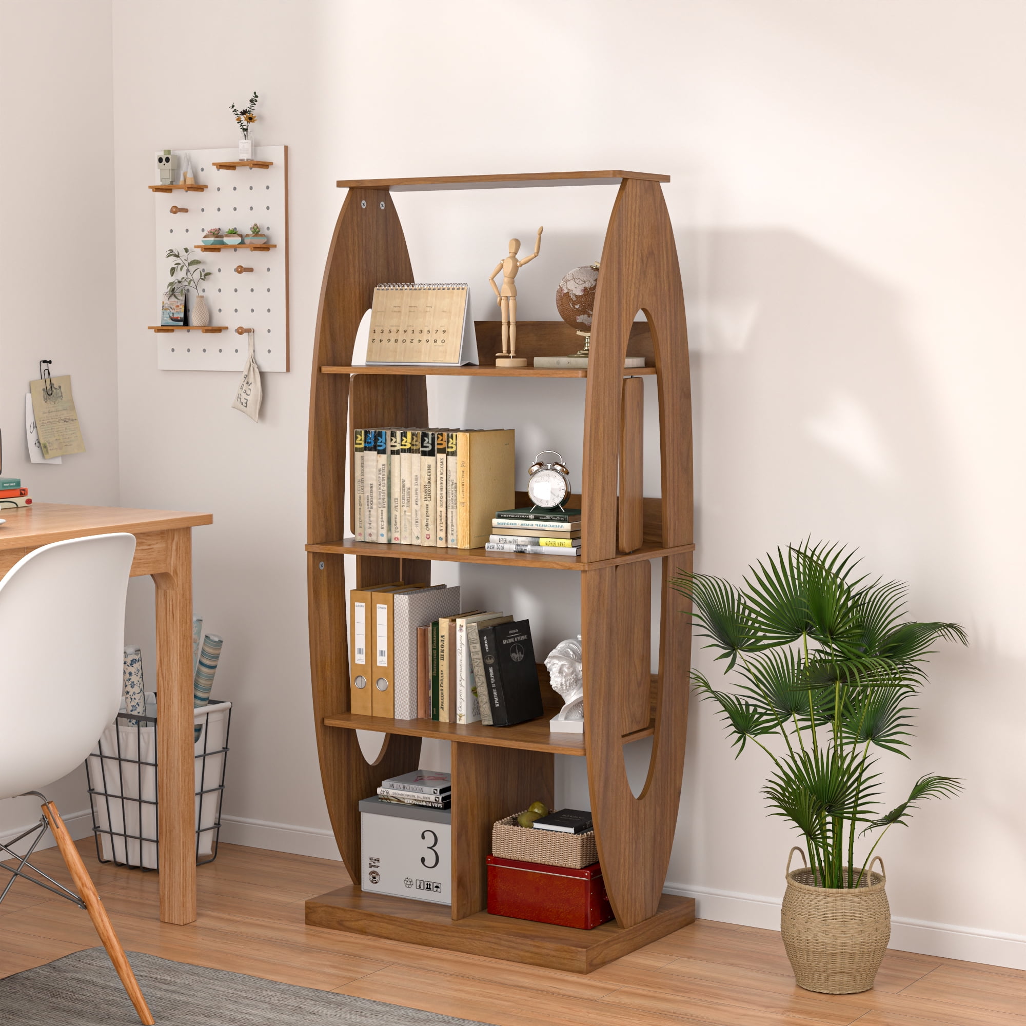 Diubas Bookshelf, 4 Tier Small Bookcase, Freestanding Book Shelf ...