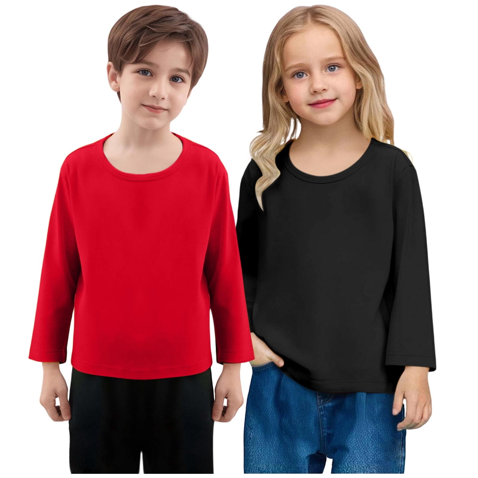 Diufon 2 Pack Boys Girls Long Sleeve Tops Toddler Kids Fall Winter ...