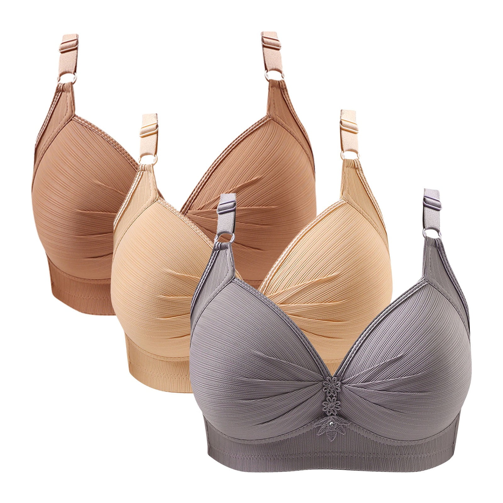 Diufon 3 Pack Wireless Comfortable Bra for Women Everyday Full Coverage ...