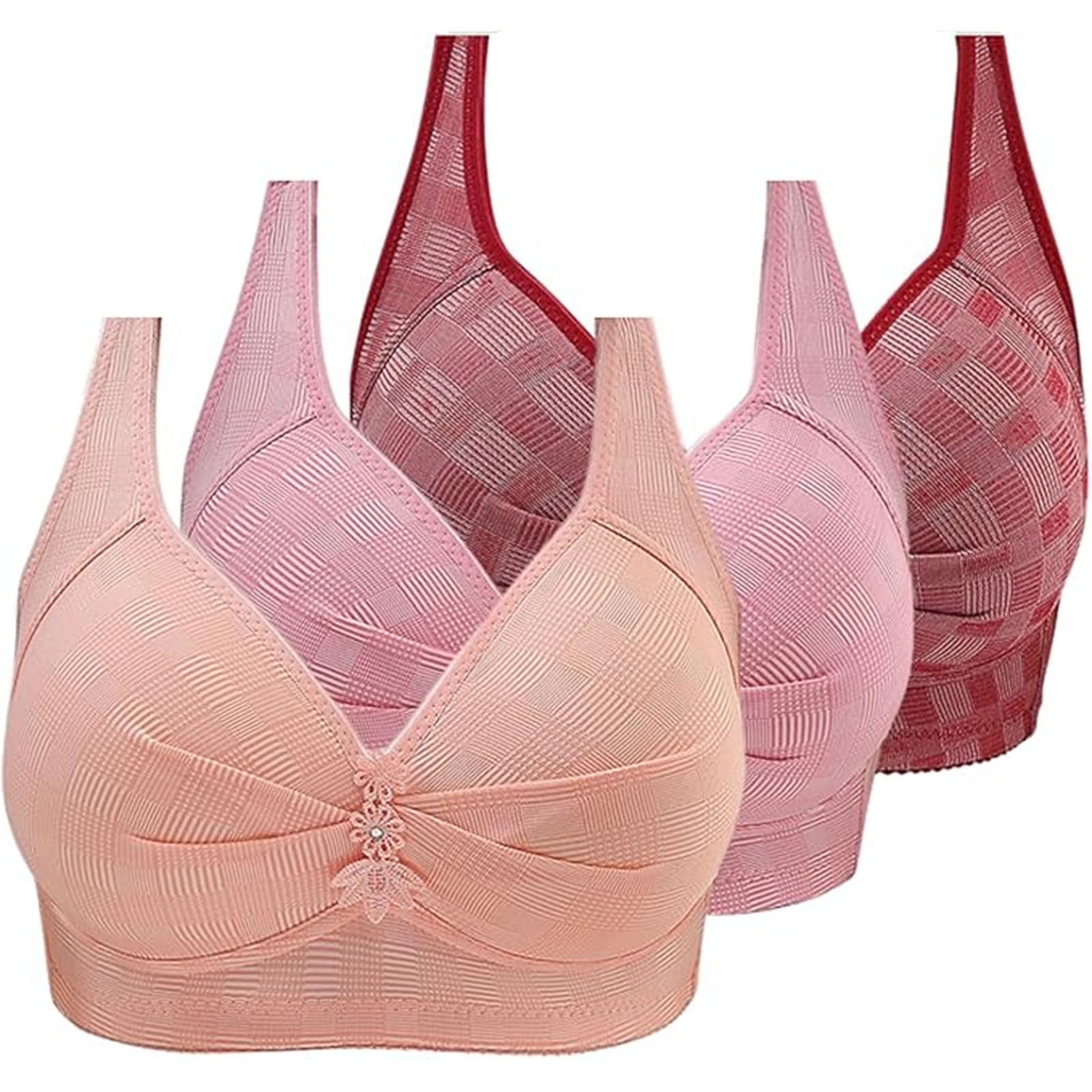 Diufon 3 Pack Women's Wireless Comfortable Bras Everyday Plus Size Push ...