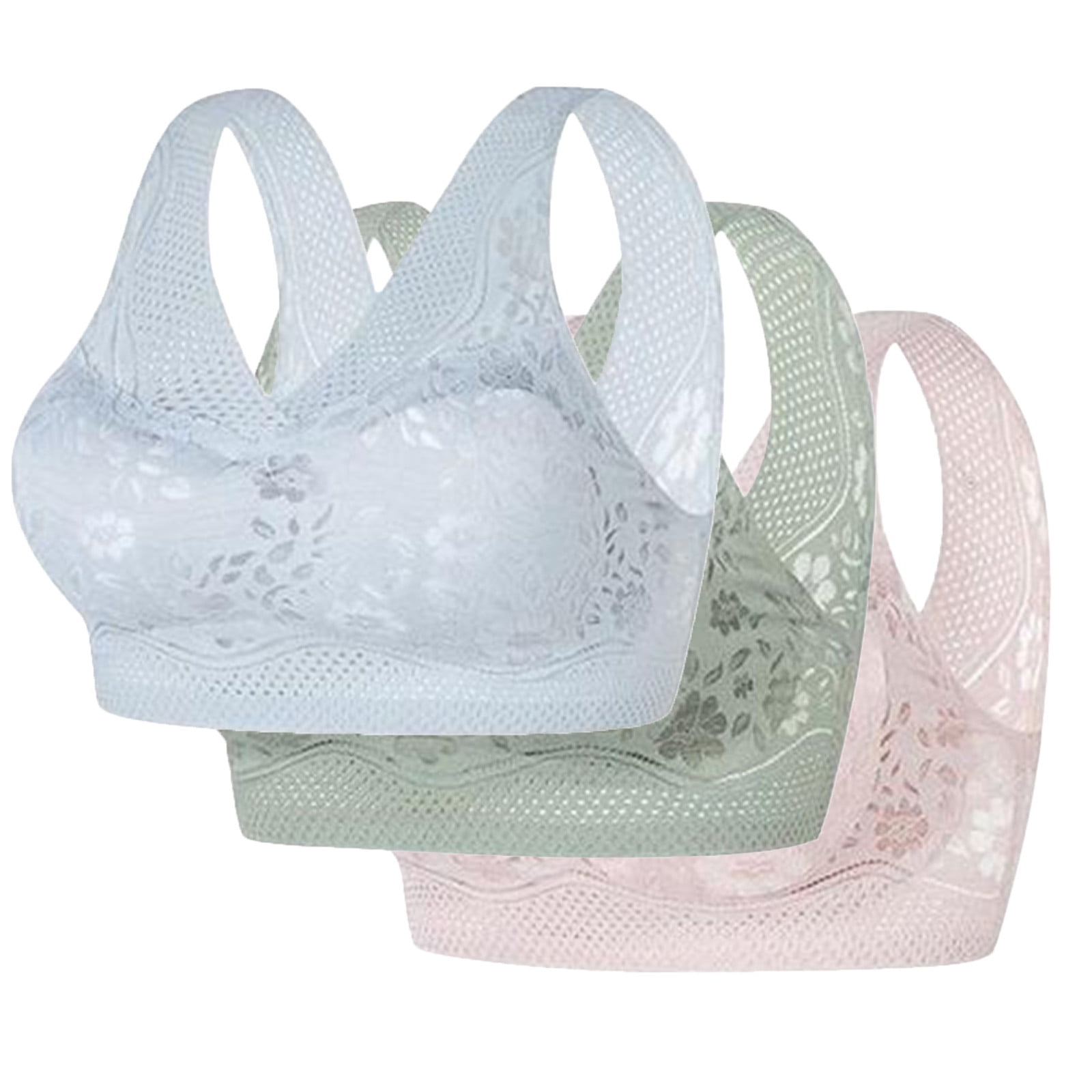 Diufon 3 Pack Women's Wireless Comfortable Bras Wireless Soft ...