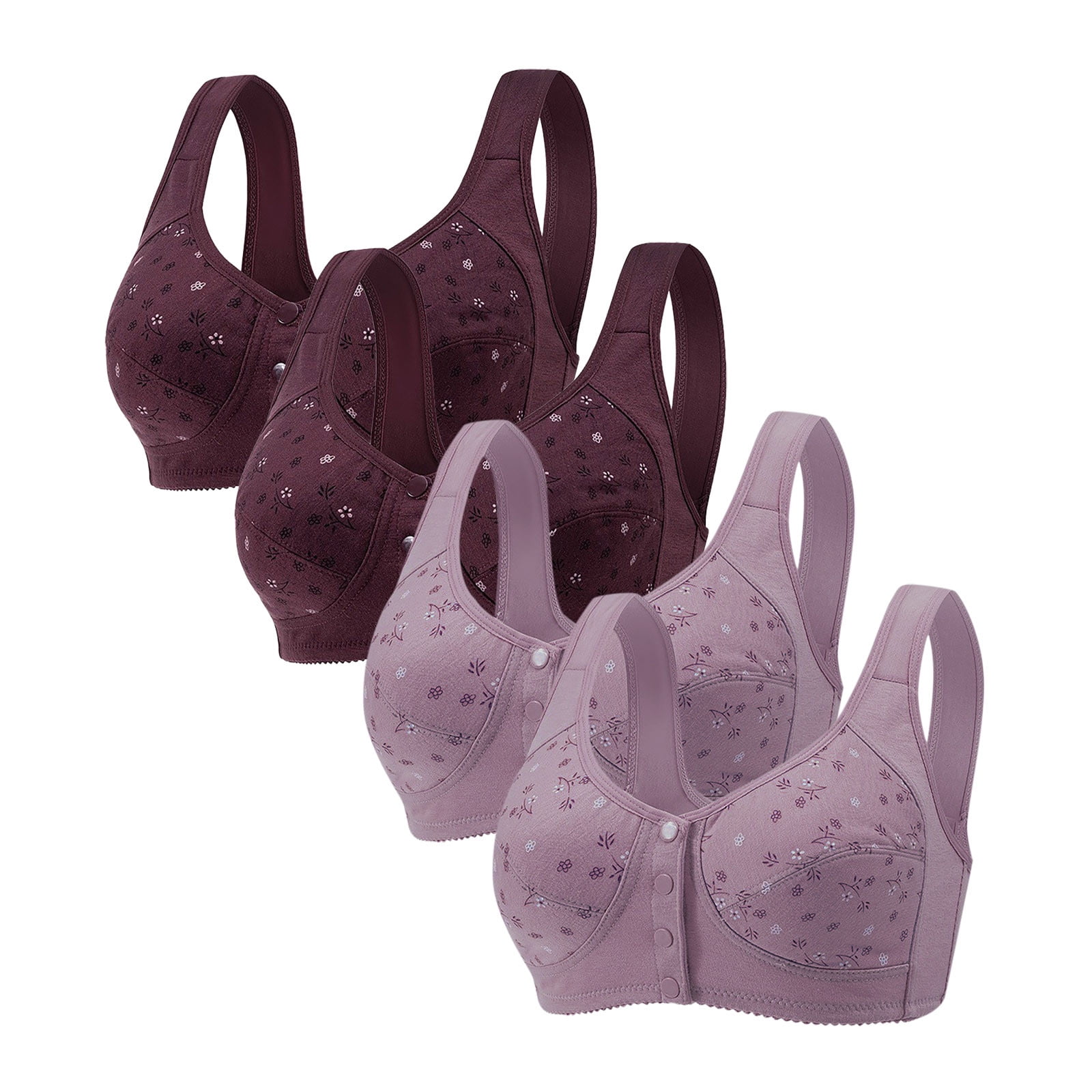 Diufon 4 Pack Wide Strap Bra for Women Everyday Front Closure Wireless ...