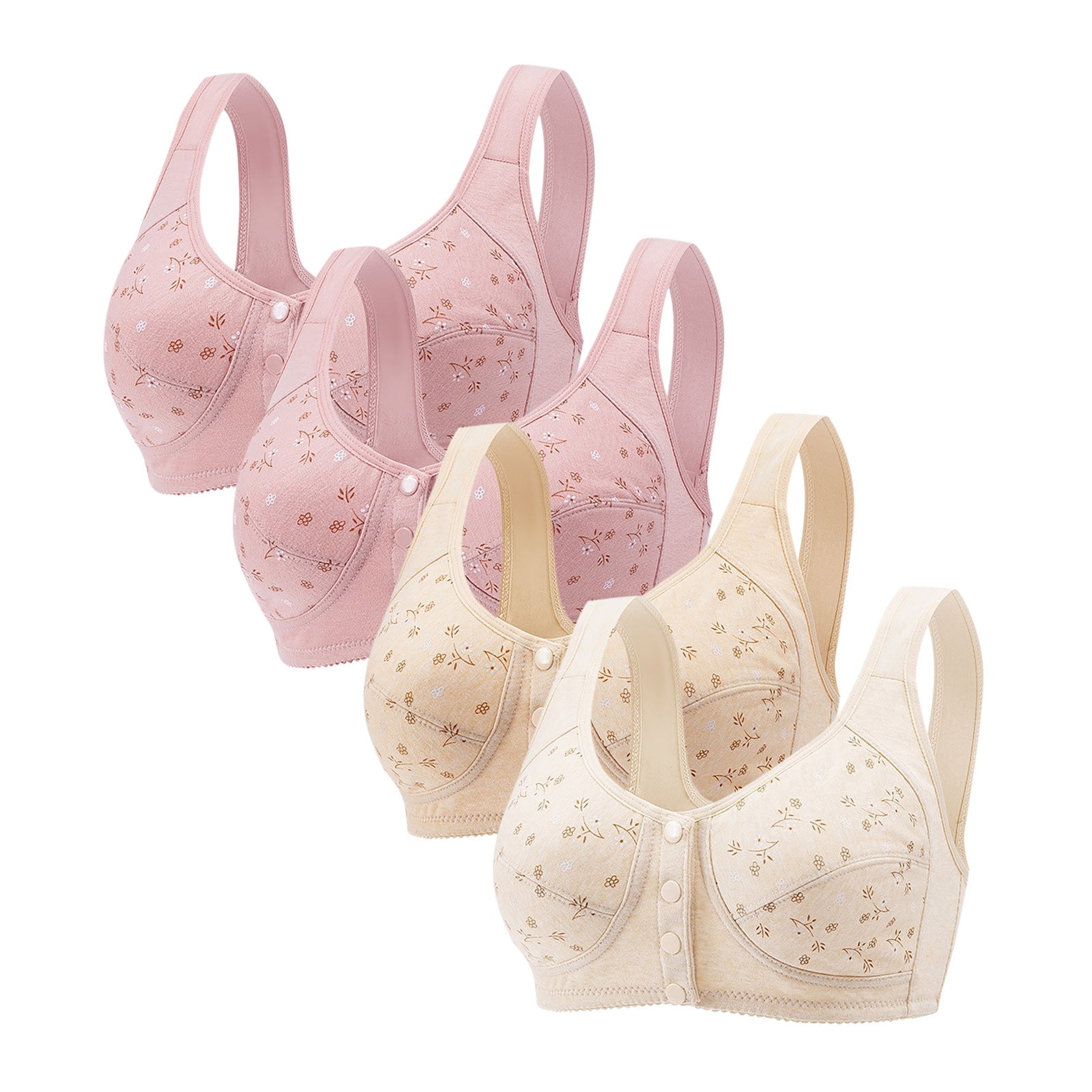 Diufon 4 Pack Wide Strap Bra for Women Everyday Front Closure Wireless ...