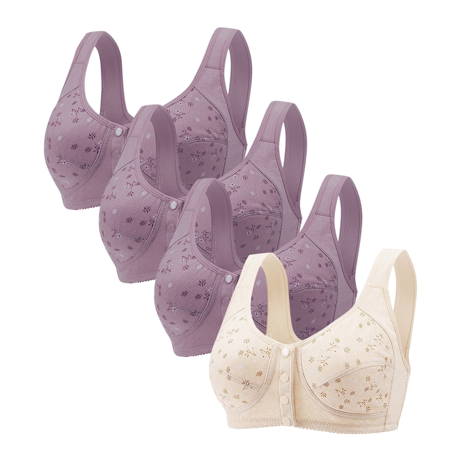 Diufon 4 Pack Wide Strap Bra for Women Everyday Front Closure Wireless ...