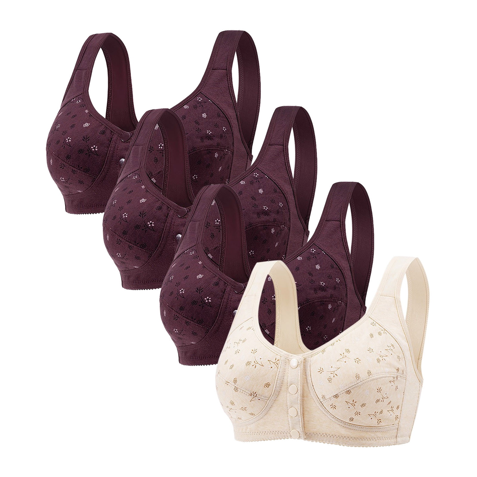 Diufon 4 Pack Wide Strap Bra for Women Everyday Front Closure Wireless ...