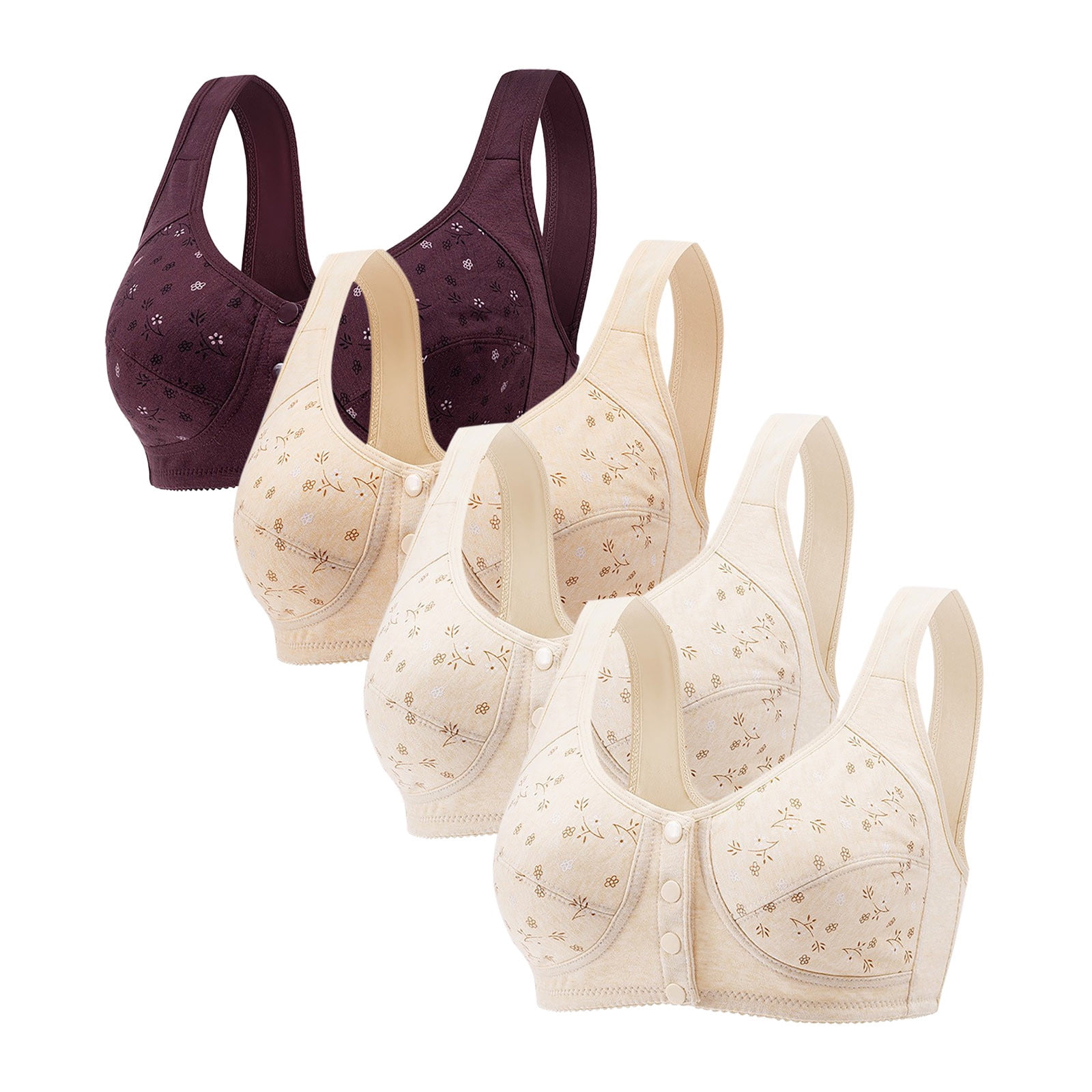 Diufon 4 Pack Wide Strap Bra for Women Everyday Front Closure Wireless ...