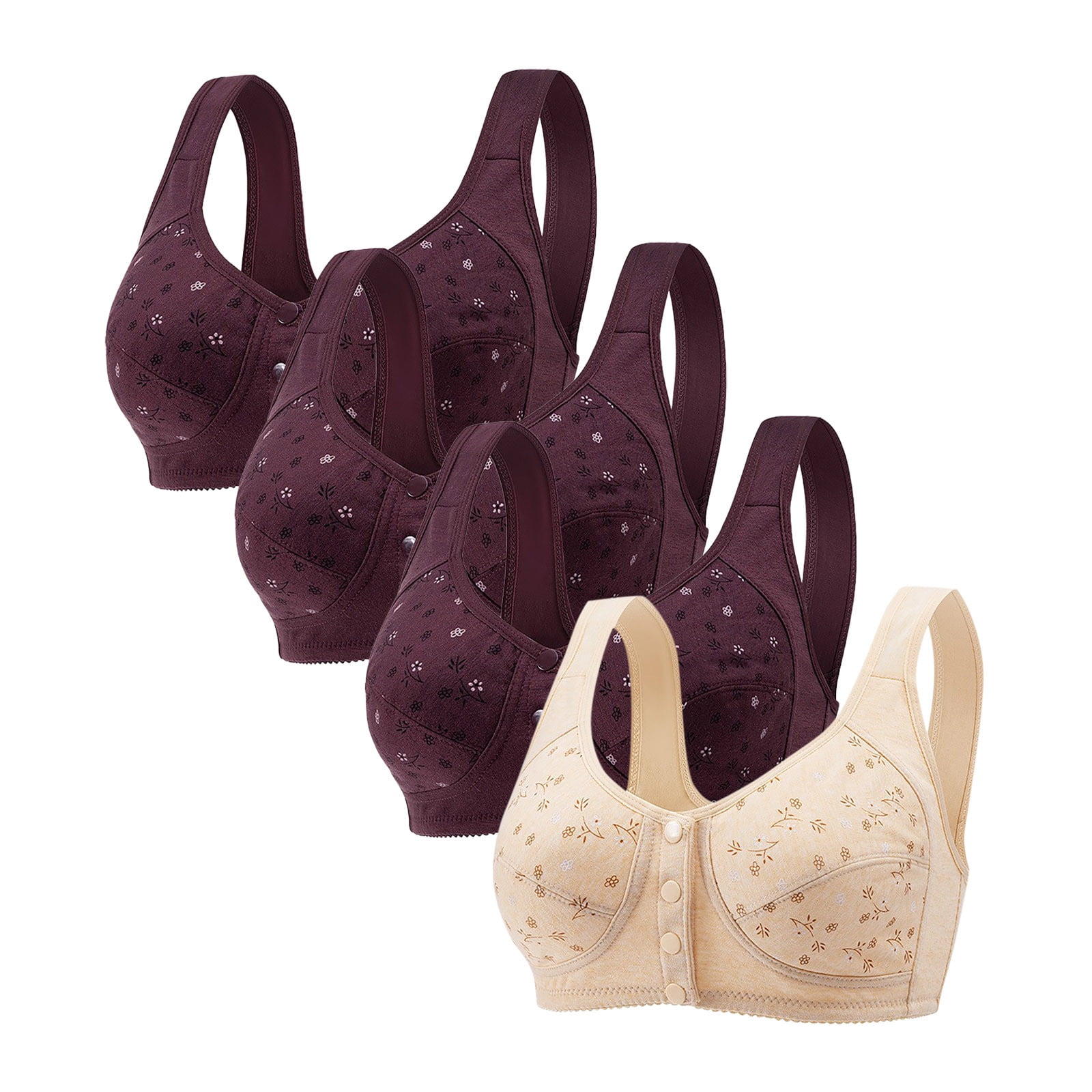 Diufon 4 Pack Wide Strap Bra for Women Everyday Front Closure Wireless ...