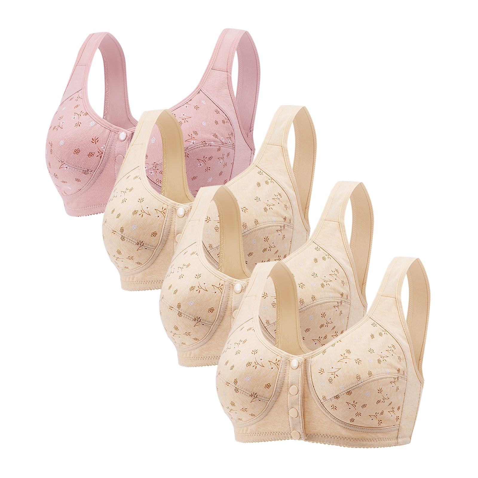 Diufon 4 Pack Wide Strap Bra for Women Everyday Front Closure Wireless ...