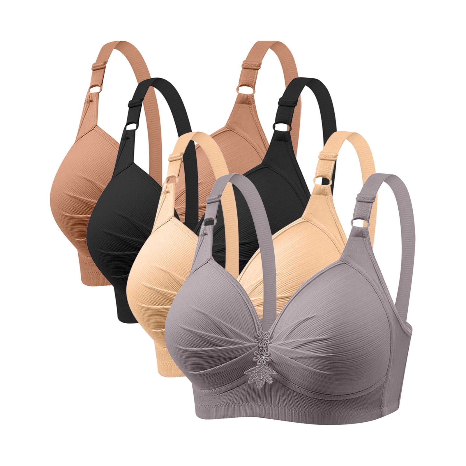 Diufon 4 Pack Wireless Comfortable Bra for Women Everyday Seamless V ...