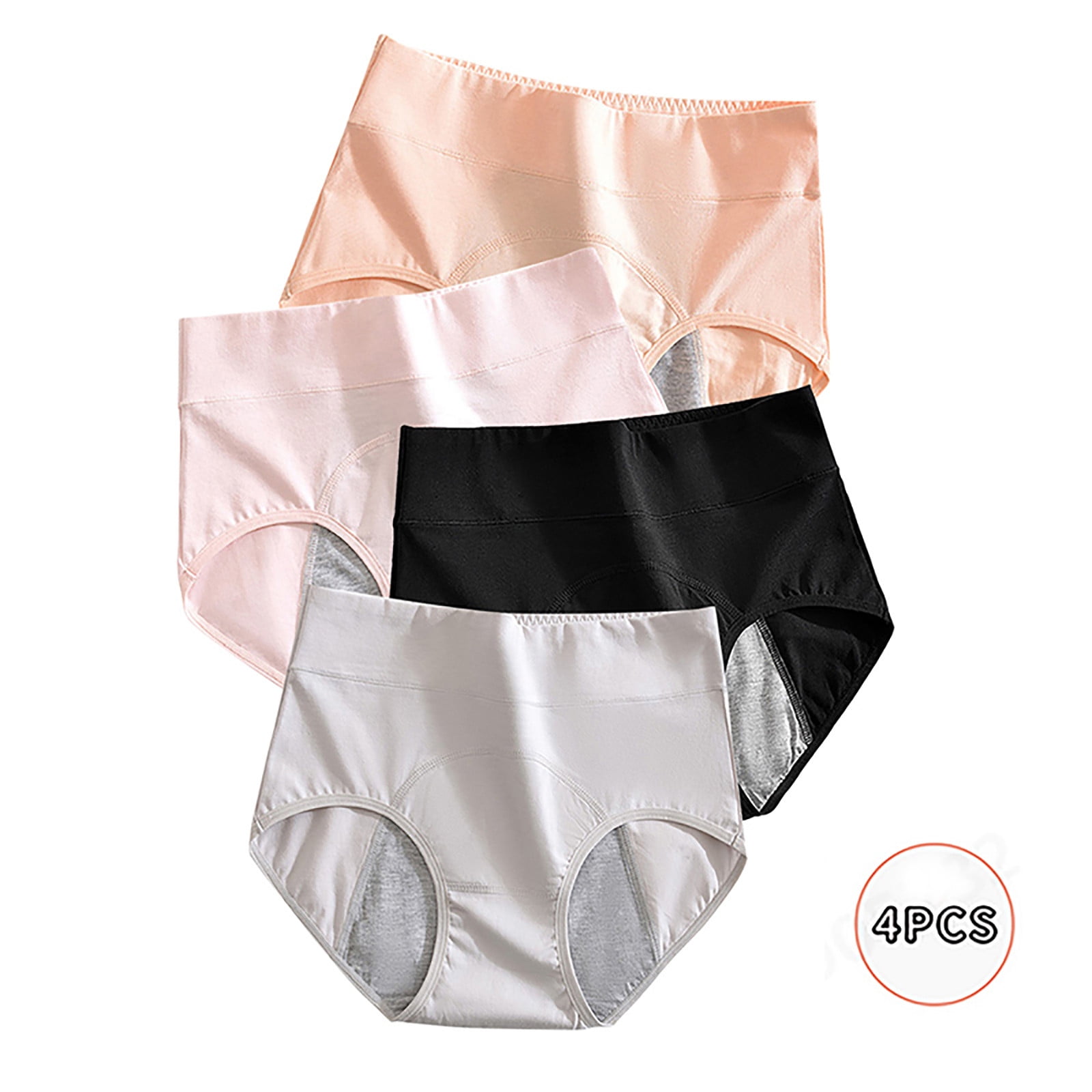 Diufon 4 Pack Women's Menstrual Period Panties Full Coverage High Waist ...